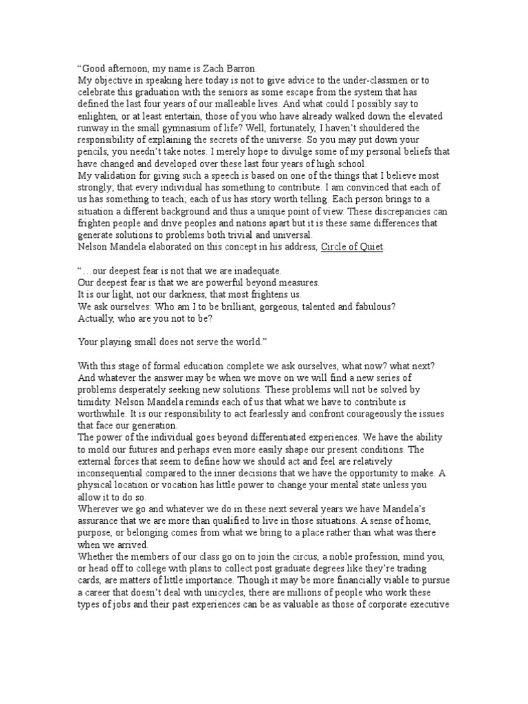 Graduation Speech | PDF