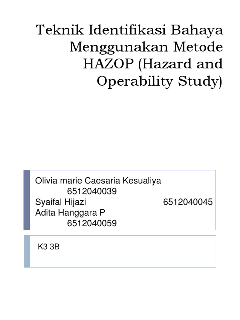 Teknik Identifikasi Bahaya Menggunakan Metode HAZOP (Hazard | PDF | Sains & Matematika