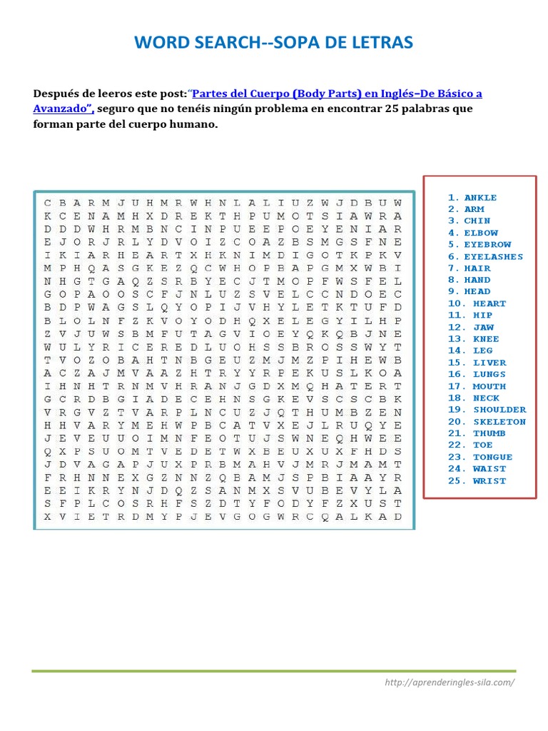 Word Search Sopa de Letras | PDF