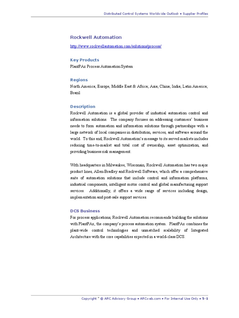Rockwell Automation - DCS | PDF | Automation | Systems Science