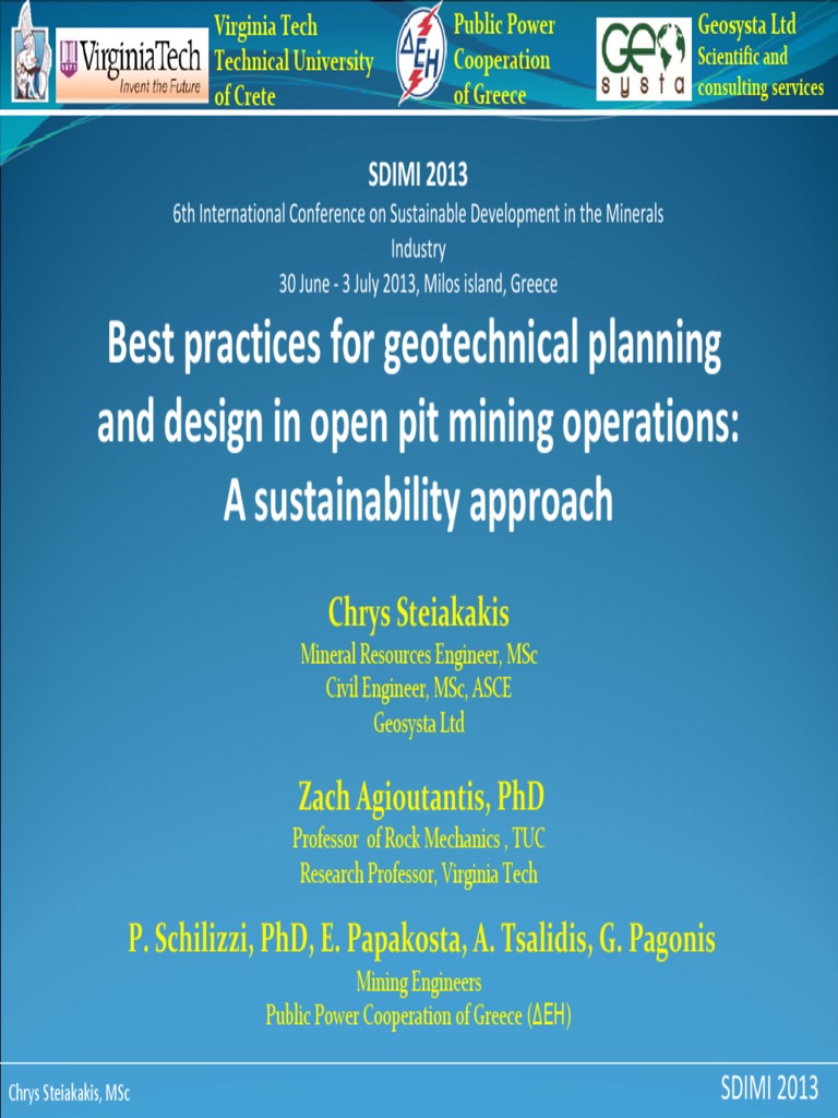 03 - Best Practices For Geotechnical Planning & Design in Open Pit Mining Operations ...