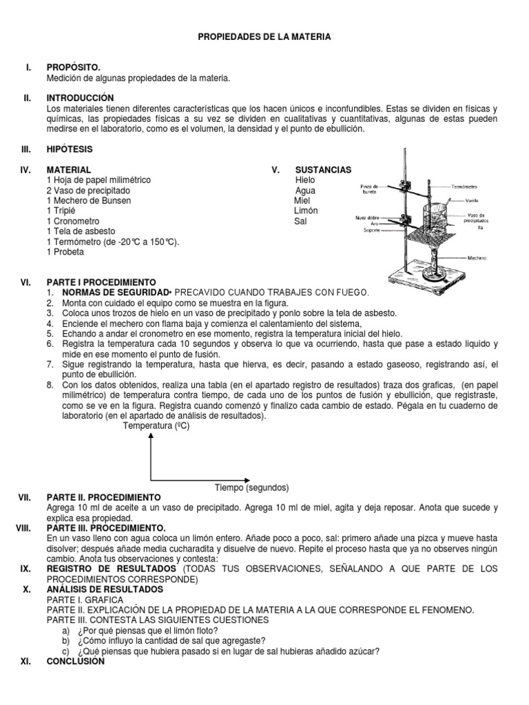 Medición de Propiedades de la Materia | PDF | Punto de fusion | Temperatura