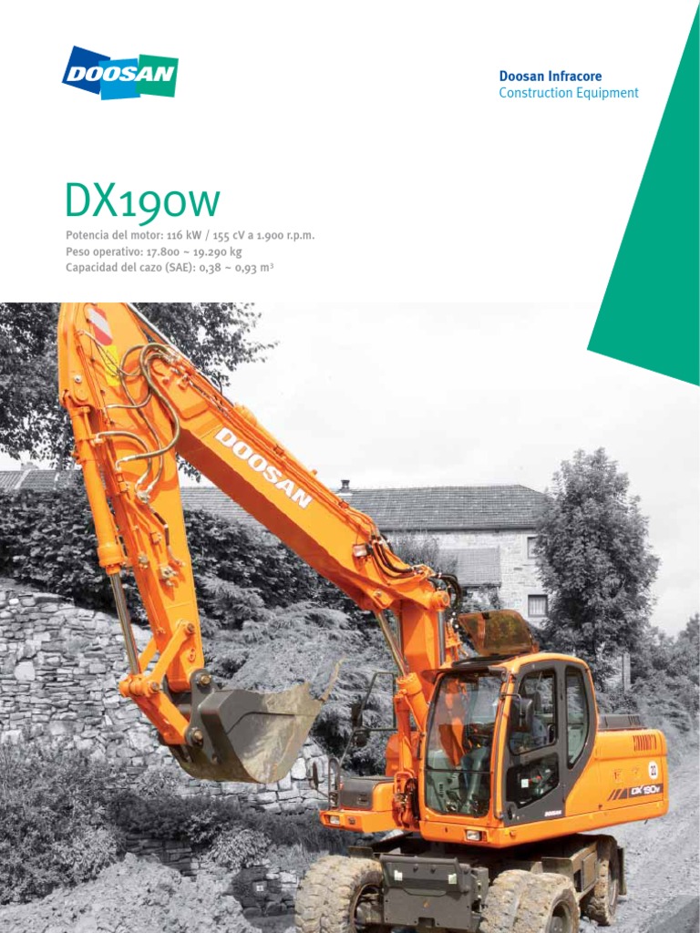Excavadora Hidráulica DOOSAN DX190w | PDF | Ingeniería de confiabilidad ...