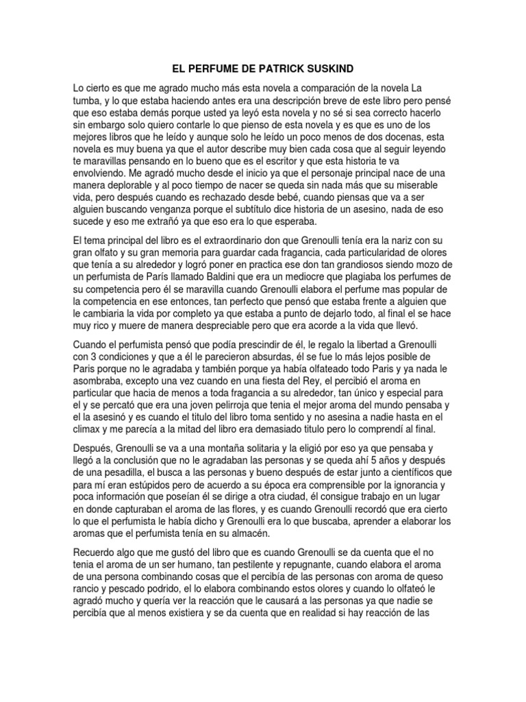El Perfume de Patrick Suskind | PDF | Perfume | Novelas