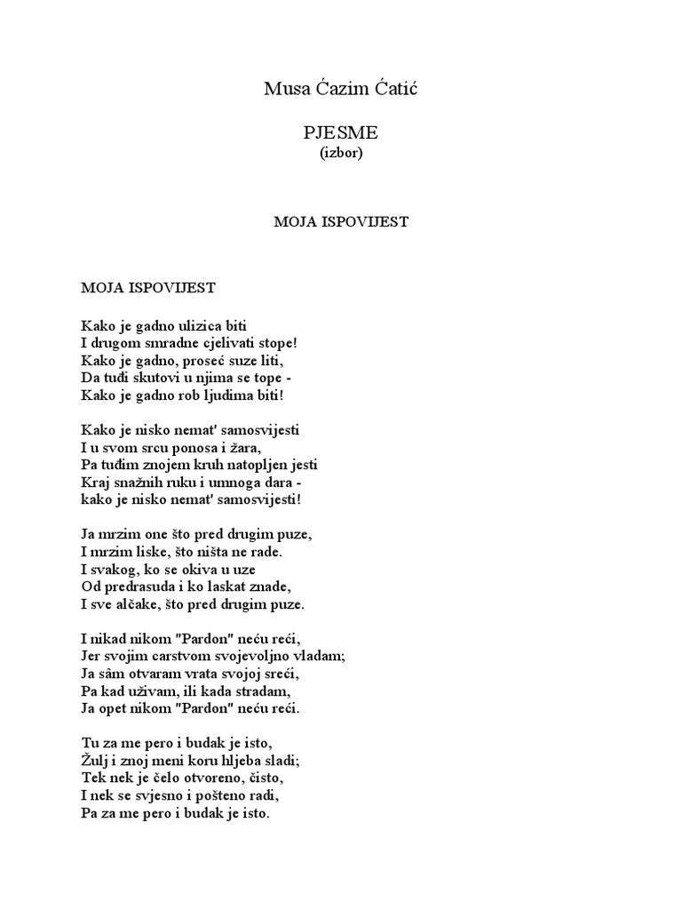 Musa Cazim Catic Pjesme | PDF