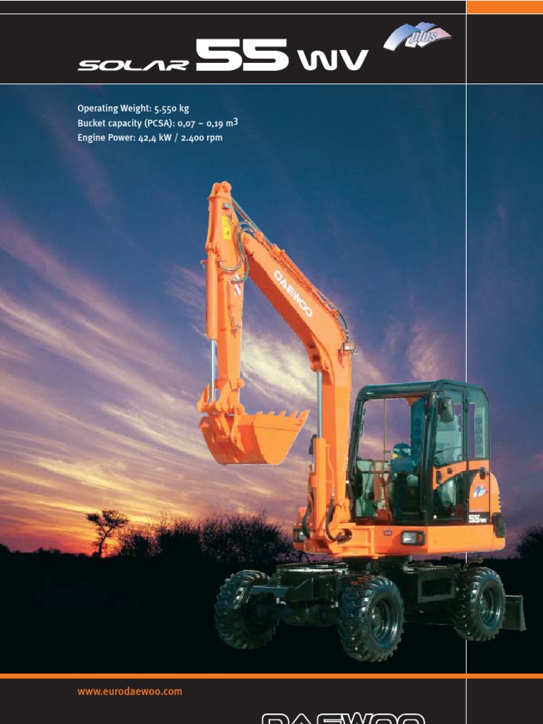 Daewoo Excavadora Hidráulica Solar 55WV | PDF | Cylinder (Engine) | Pump