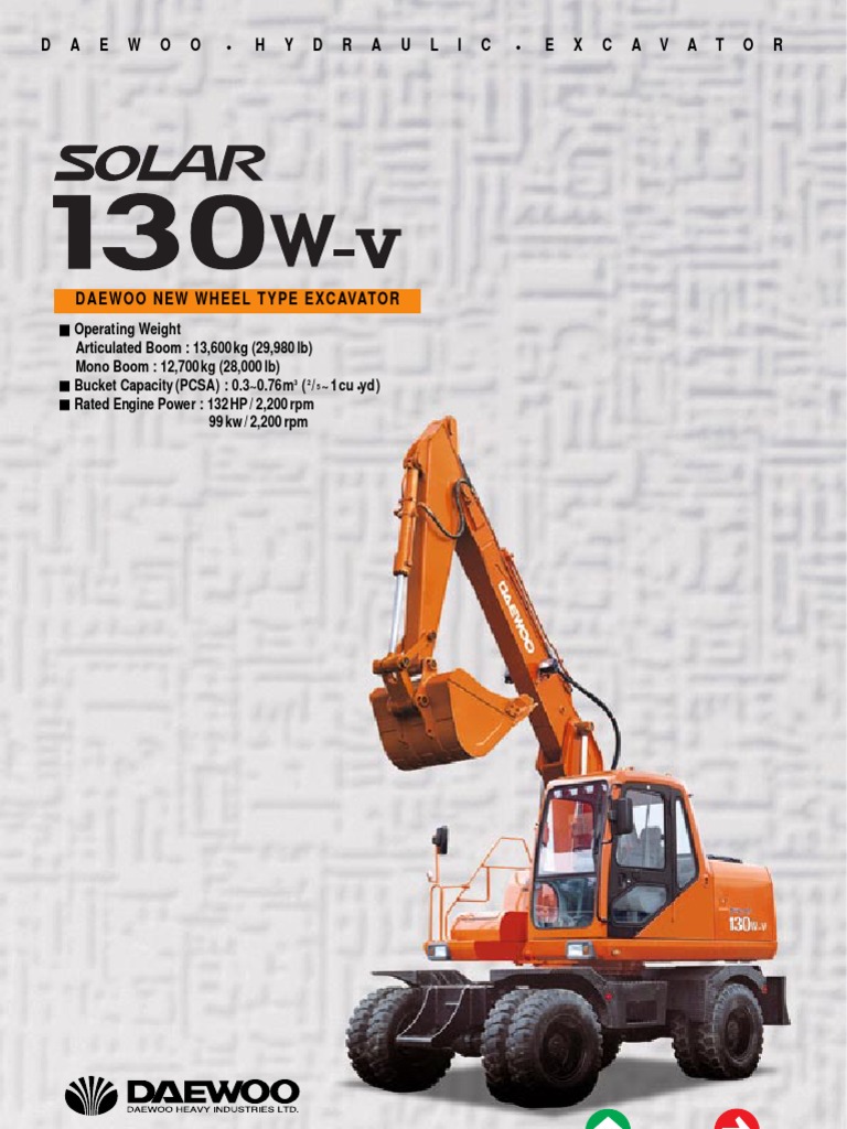 Daewoo 130W Excavator Specifications | PDF | Transmission (Mechanics ...
