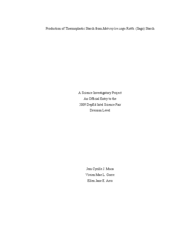 Title Page for Research Proposal | Biodegradation | Extrusion