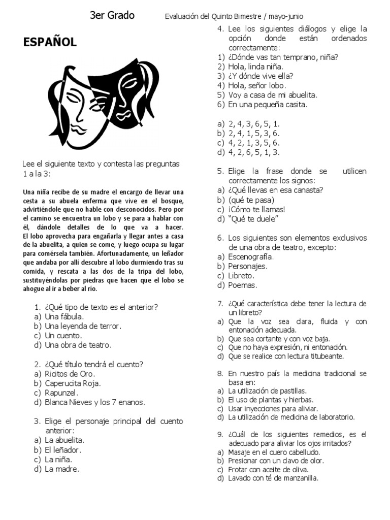 Evaluación Quinto Bimestre 3er Grado | PDF | Luna | Dom