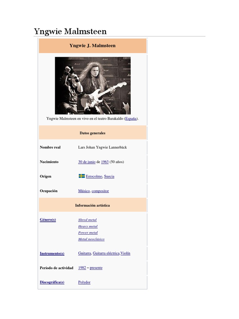 Malmsteen | PDF | Guitarras | Instrumentos musicales irlandeses