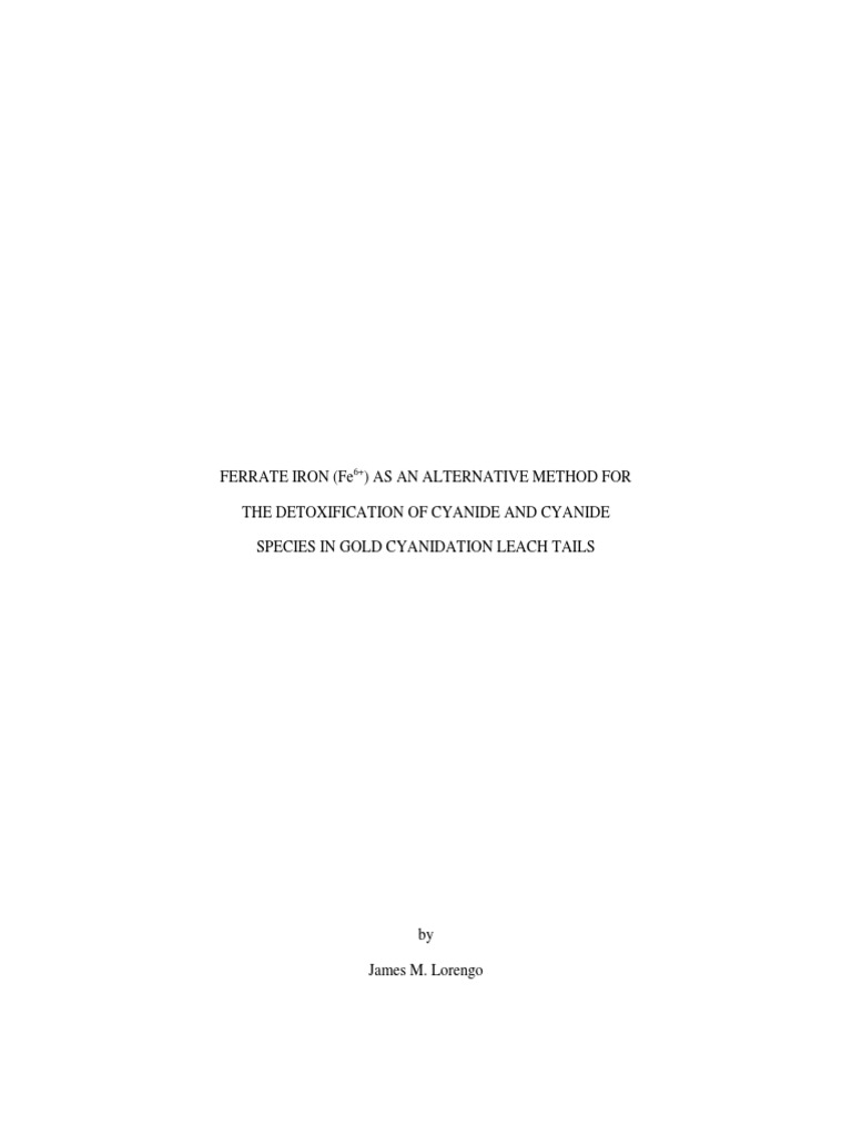 FERRATE IRON (Fe6+) AS AN ALTERNATIVE METHOD FOR | PDF | Cyanide | Iron