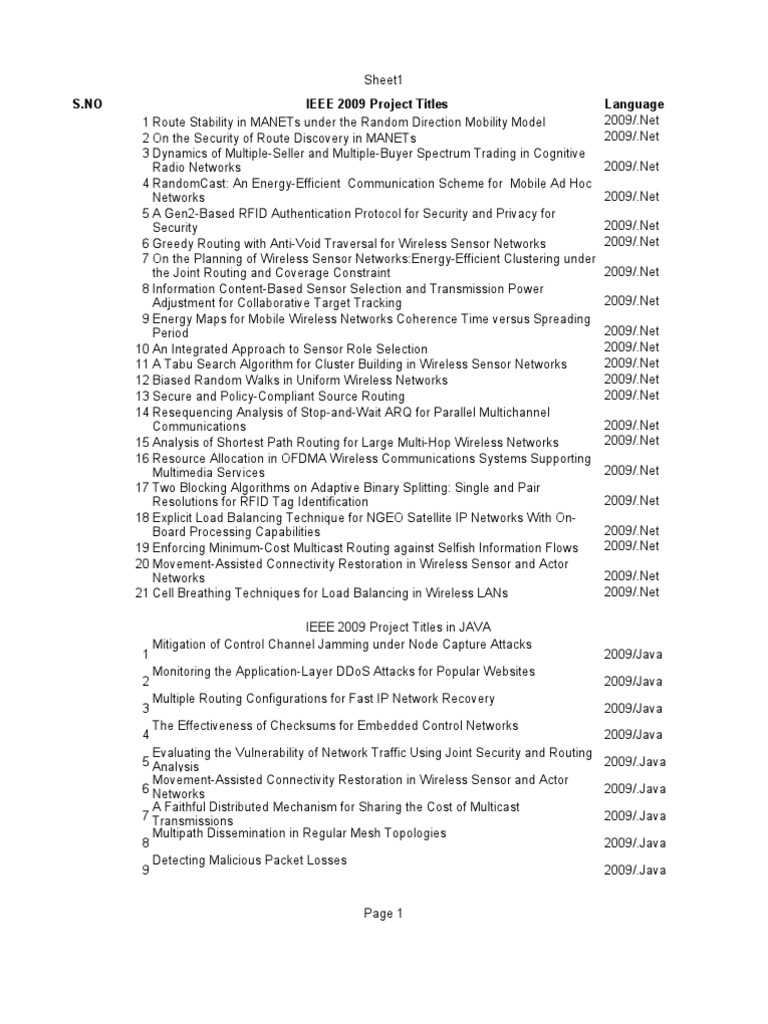 Ieee 2009 Project Titles | PDF | Routing | Computer Network