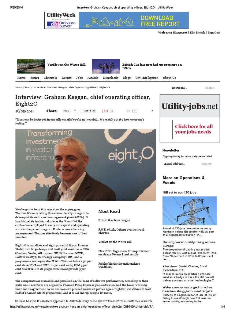 Interview - Graham Keegan, Chief Operating Officer, Eight2O - Utility ...