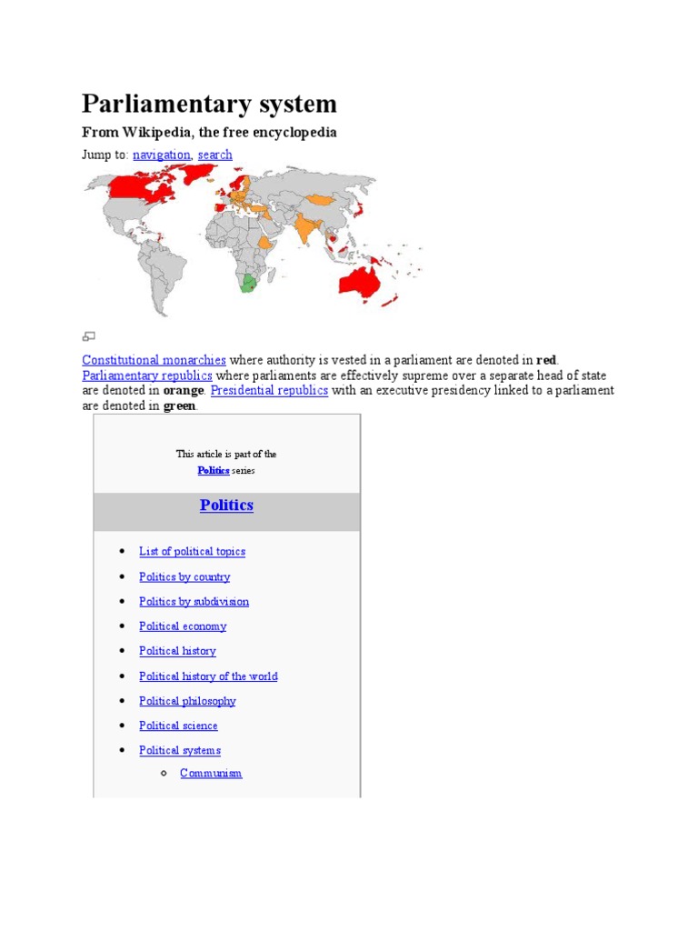 Overview of Parliamentary Systems | PDF | Parliamentary System | World ...