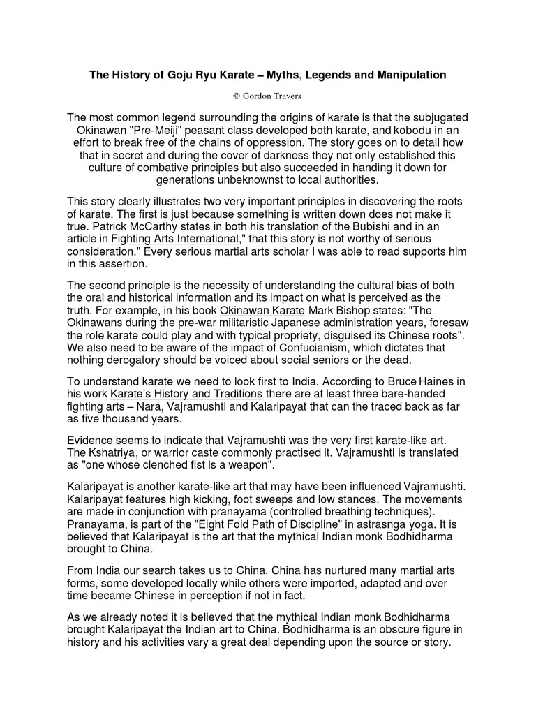 The History of Goju Ryu Karate Myths and Manipulation | PDF | Karate ...