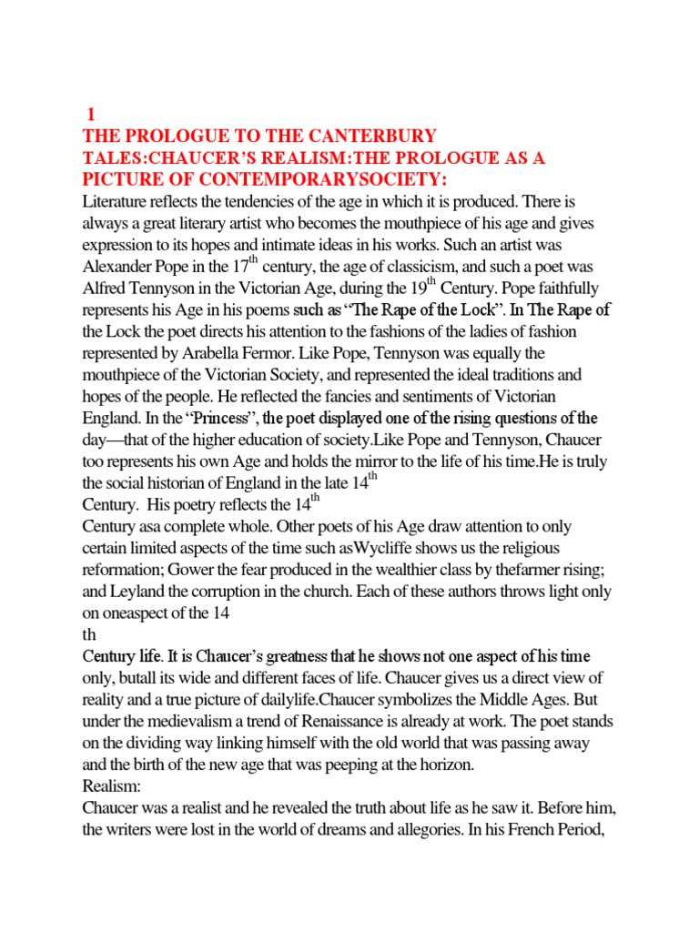 The Prologue To The Canterbury Tales | PDF | The Canterbury Tales | Knight
