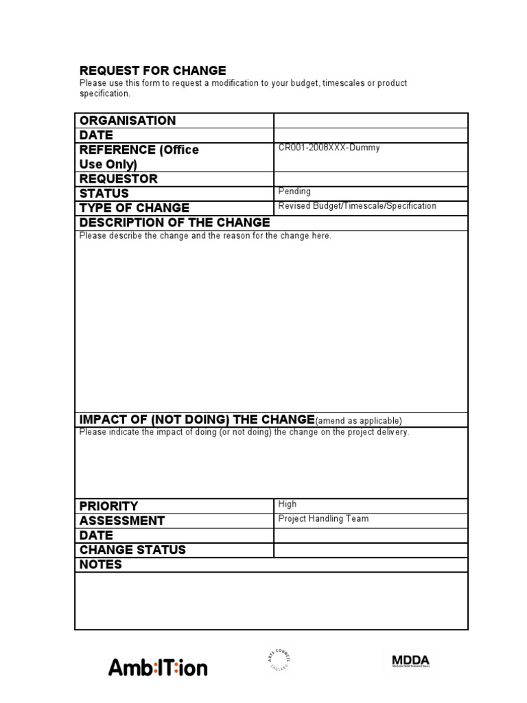 Change Request Form | PDF
