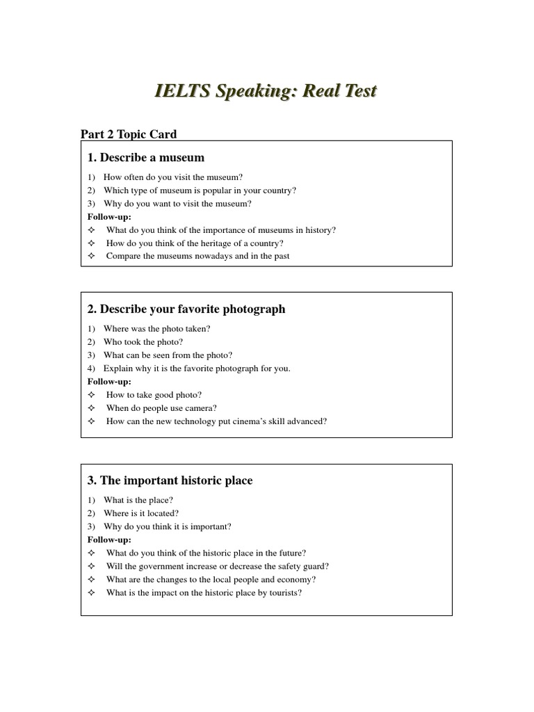 Speaking Test and Answer | PDF | News | Traffic