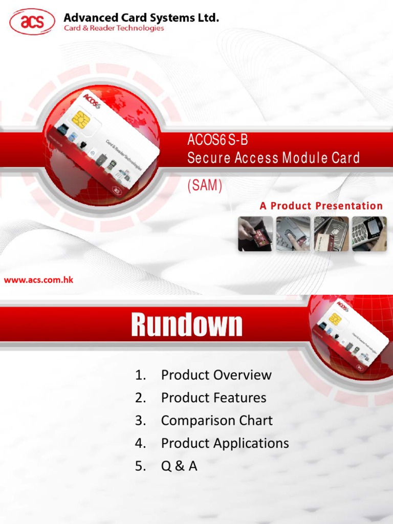 Advanced Card System ACOS6S SAM Data Sheet | PDF | Key (Cryptography ...