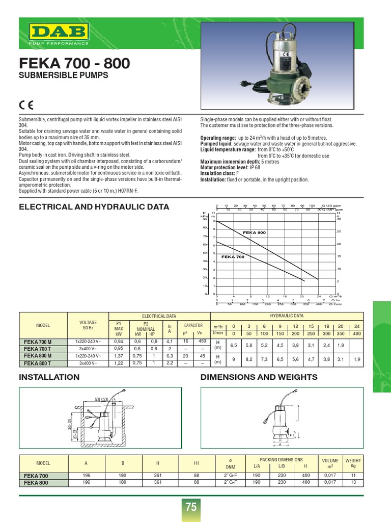FEKA 700 - 800: Submersible Pumps | PDF | Home & Garden | Computers