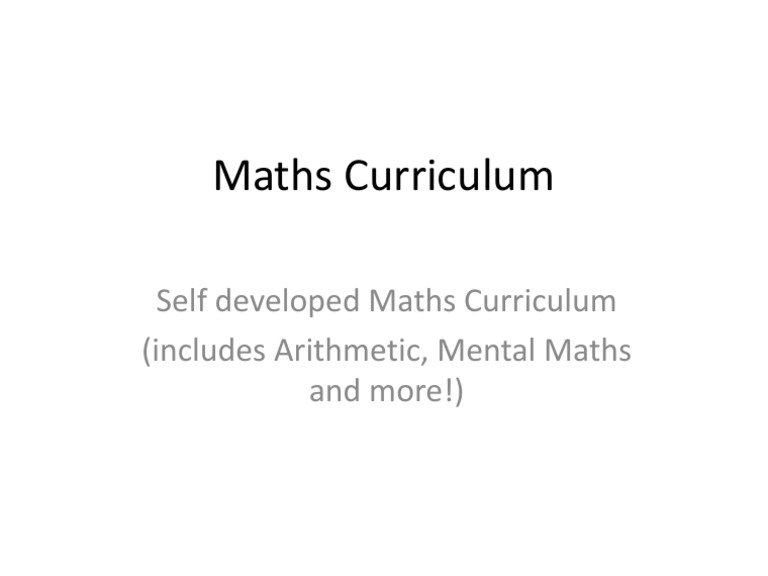 Maths Curriculum PDF