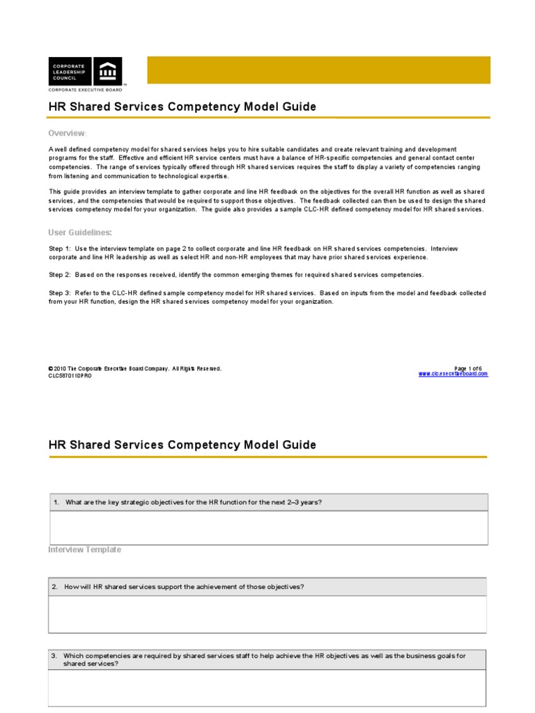 CLC HR Shared Services Competency Model Guide | PDF | Competence (Human ...