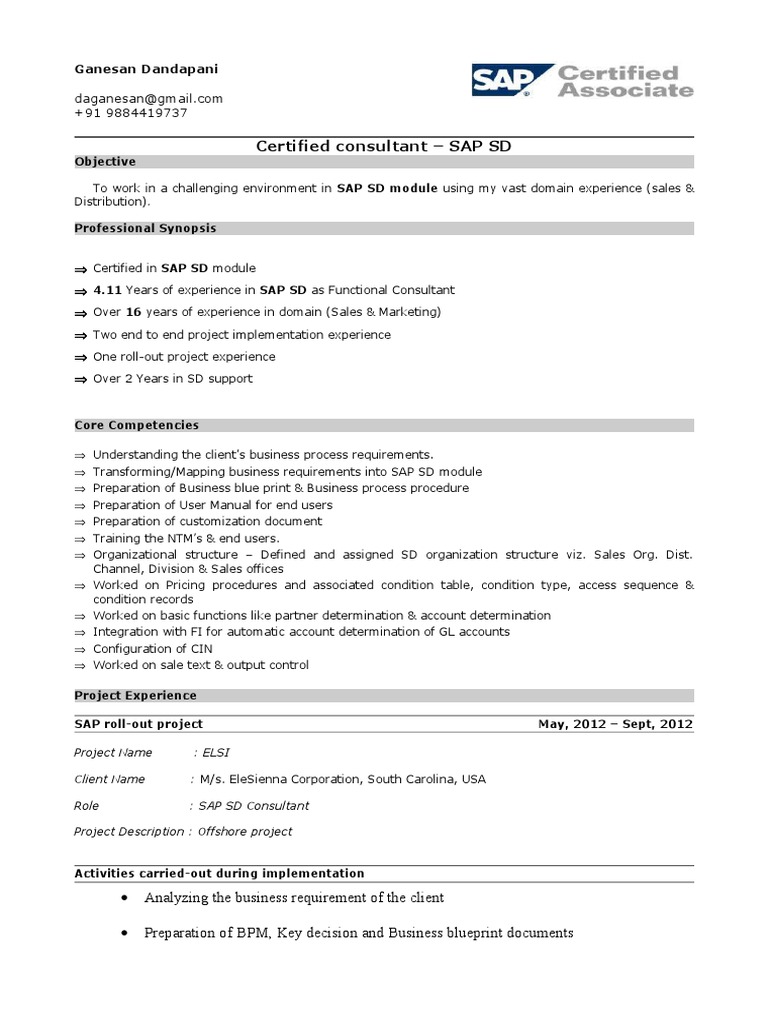 Ganesan Sample Sap Profile Templates | PDF | Production And ...