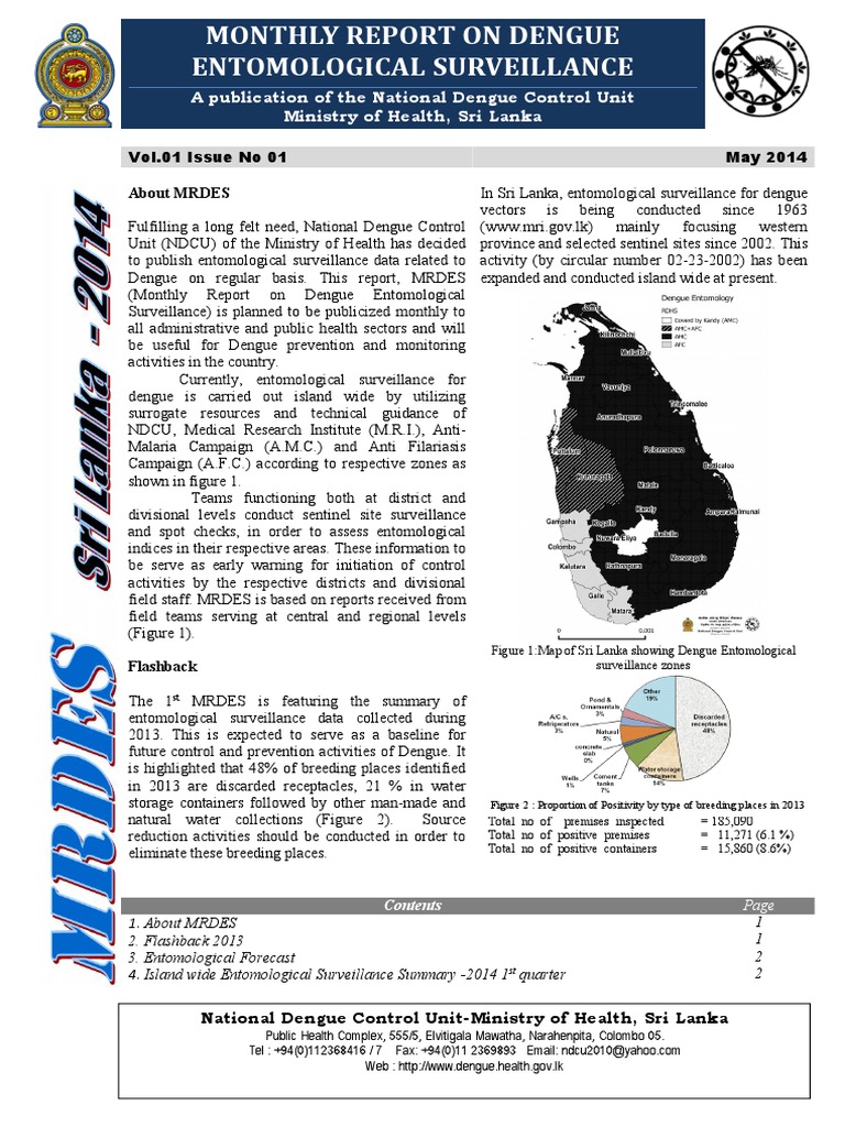 Monthly Report On Dengue Entomological Surveillance Vol. 01 :issue 01 ...