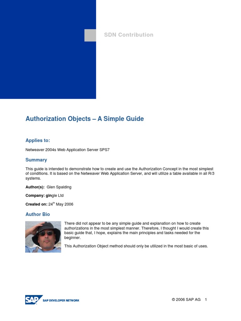 SAP Authorization Objects A Simple Guide | PDF | Business | Computers