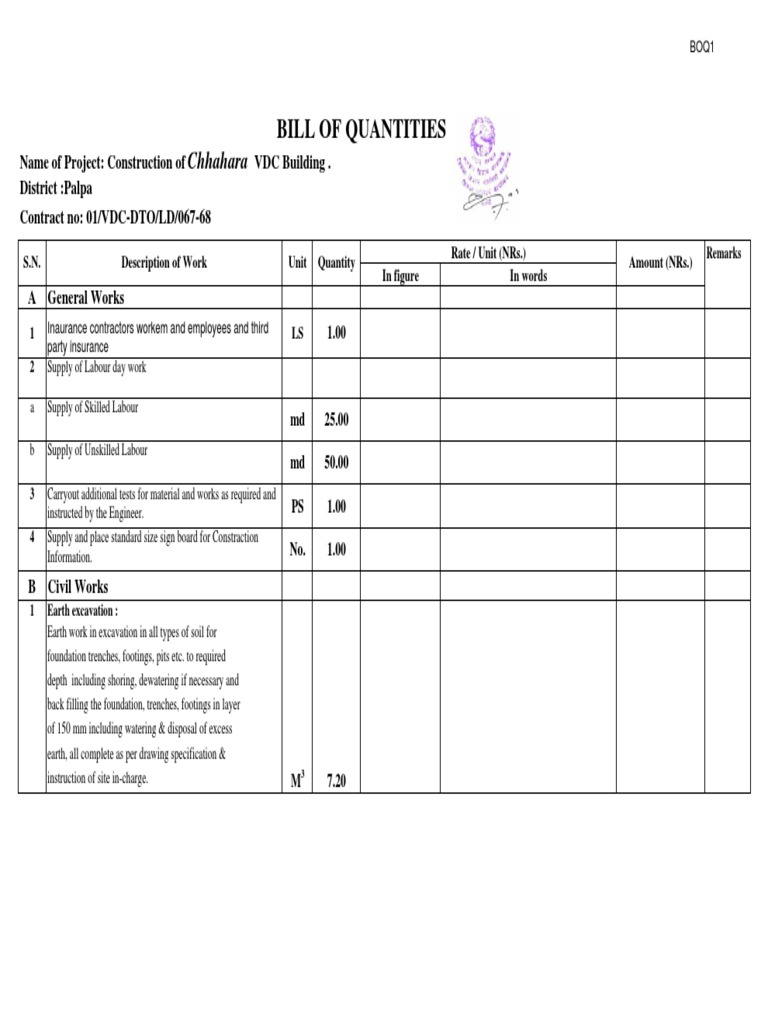 BOQ PDF | Brick | Concrete