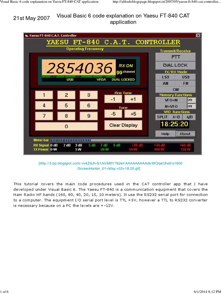 Visual Basic 6 Code Explanation On Yaesu FT-840 CAT Application ...