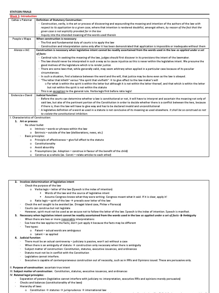 Statcon Finals Reviewer | PDF | Statutory Interpretation | Judiciaries