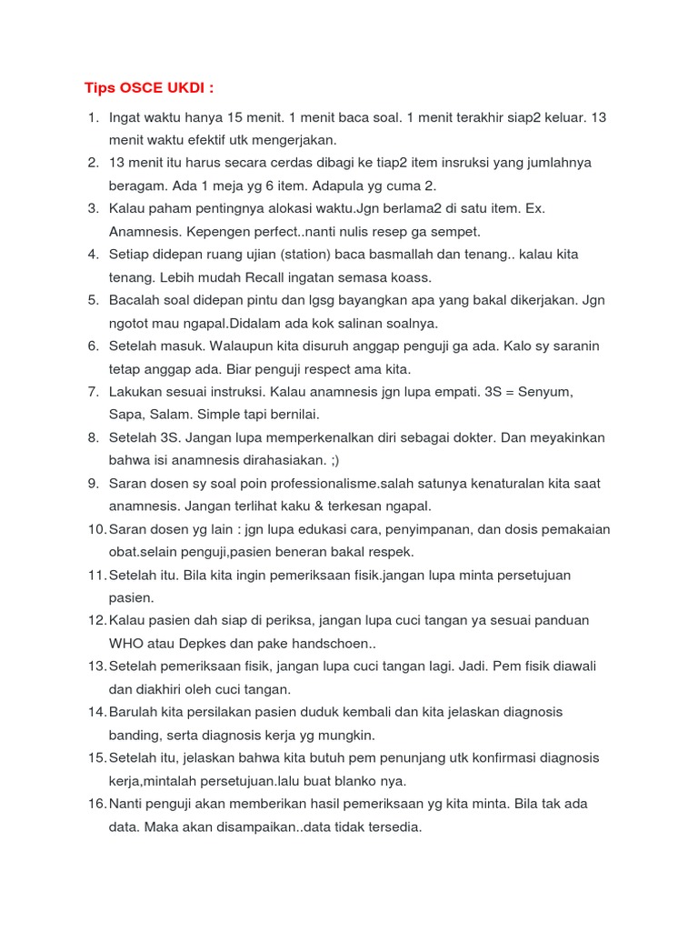 Tips Osce Ukdi | PDF