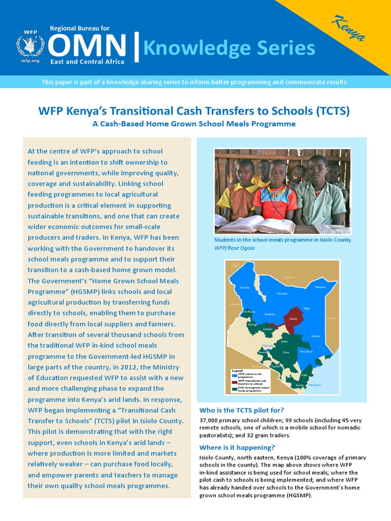WFP Kenya's Transitional Cash Transfers To Schools (TCTS) : A Cash ...
