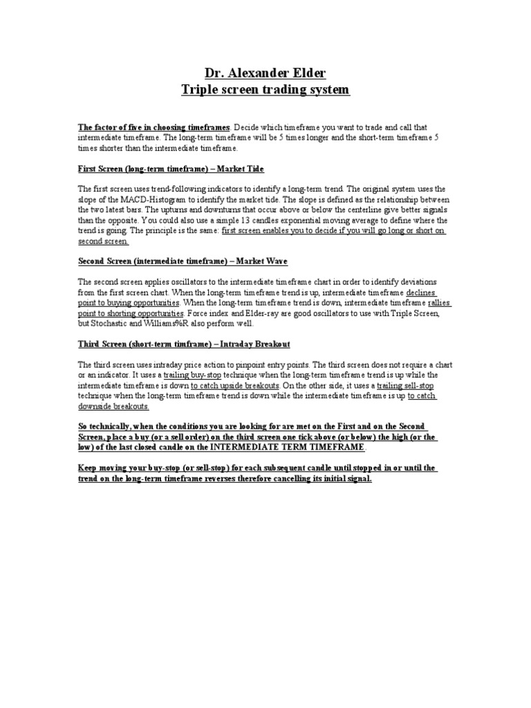 Elder's Triple Screen Trading System | PDF | Technical Analysis ...