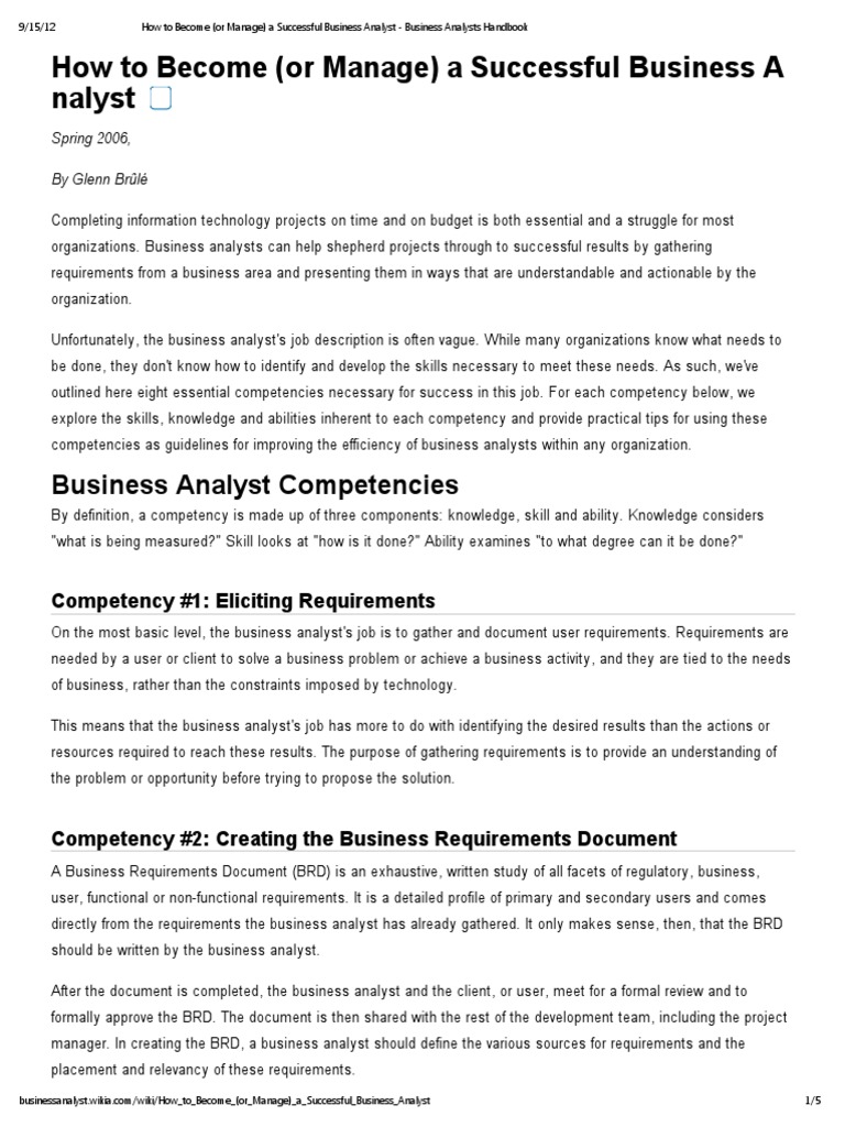 Essential Skills for Business Analysts | PDF | Business Analysis ...