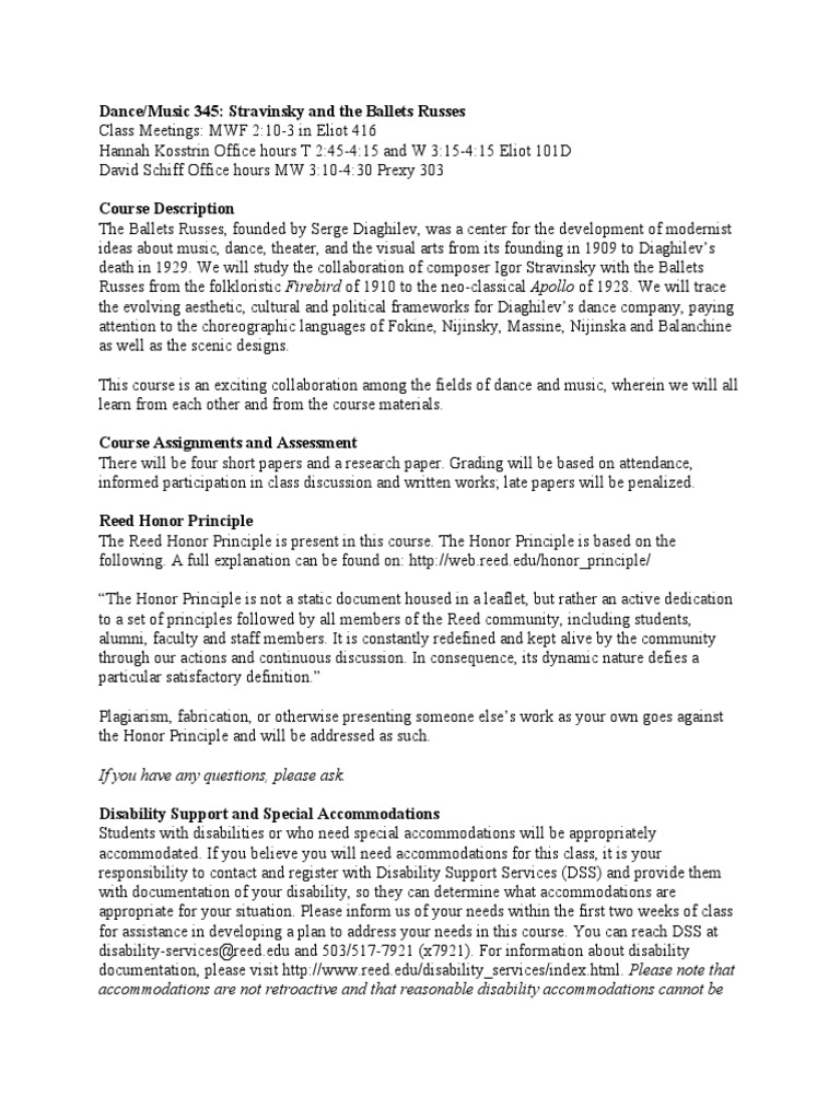 BalletRusses Syllabus SP13 | PDF | Ballet | Ballet Companies