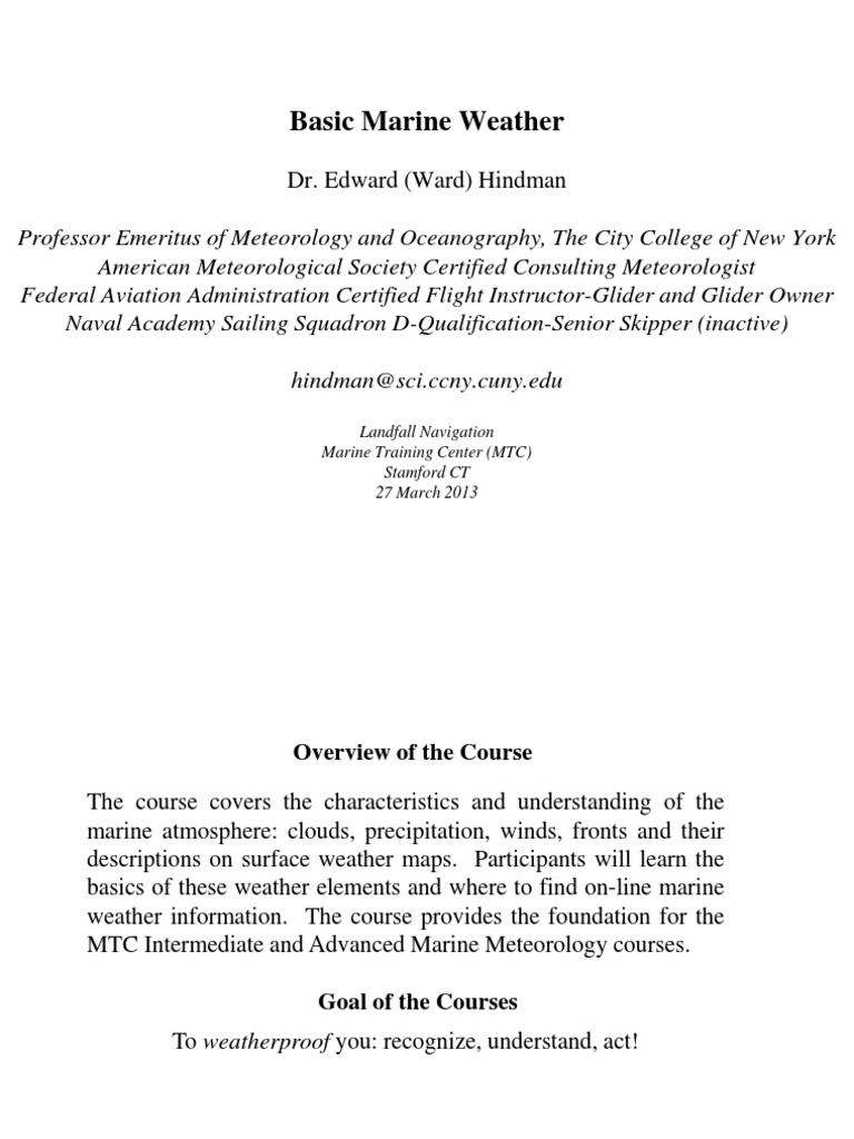 Understanding Marine Weather: An Introduction to Basic Meteorological ...