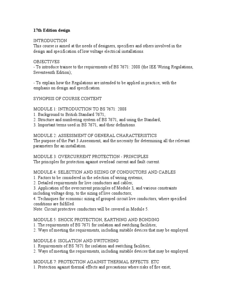 17th Edition Design | PDF | Electrical Wiring | Electric Power