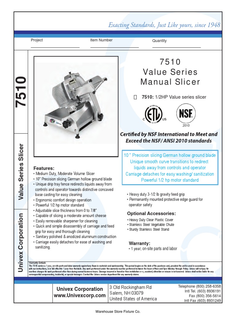 7510 Value Series Manual Slicer: Exacting Standards, Just Like Yours ...
