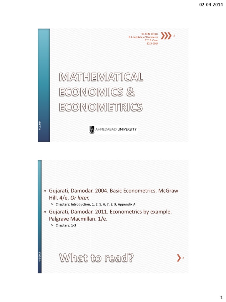 Econometrics 2013 2014 Entire Semester Pdf Coefficient Of