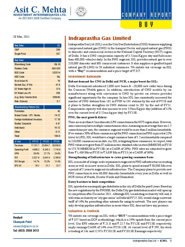 Indraprastha Gas Limited - SWOT Analysis | PDF | World Energy ...