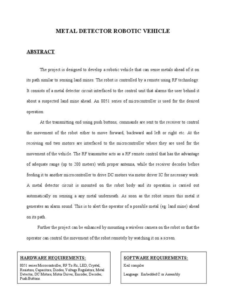 Metal Detector Robotic Vehicle | PDF