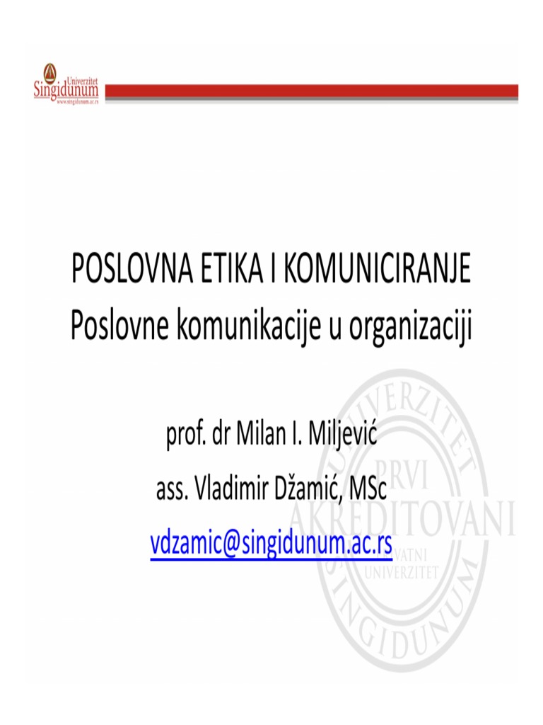 Poslovne Komunikacije U Organizaciji | PDF