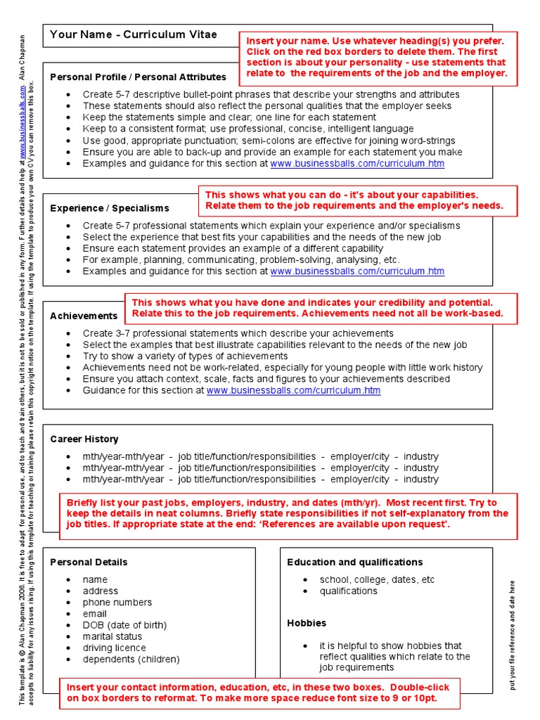 Free CV Sample Template | PDF