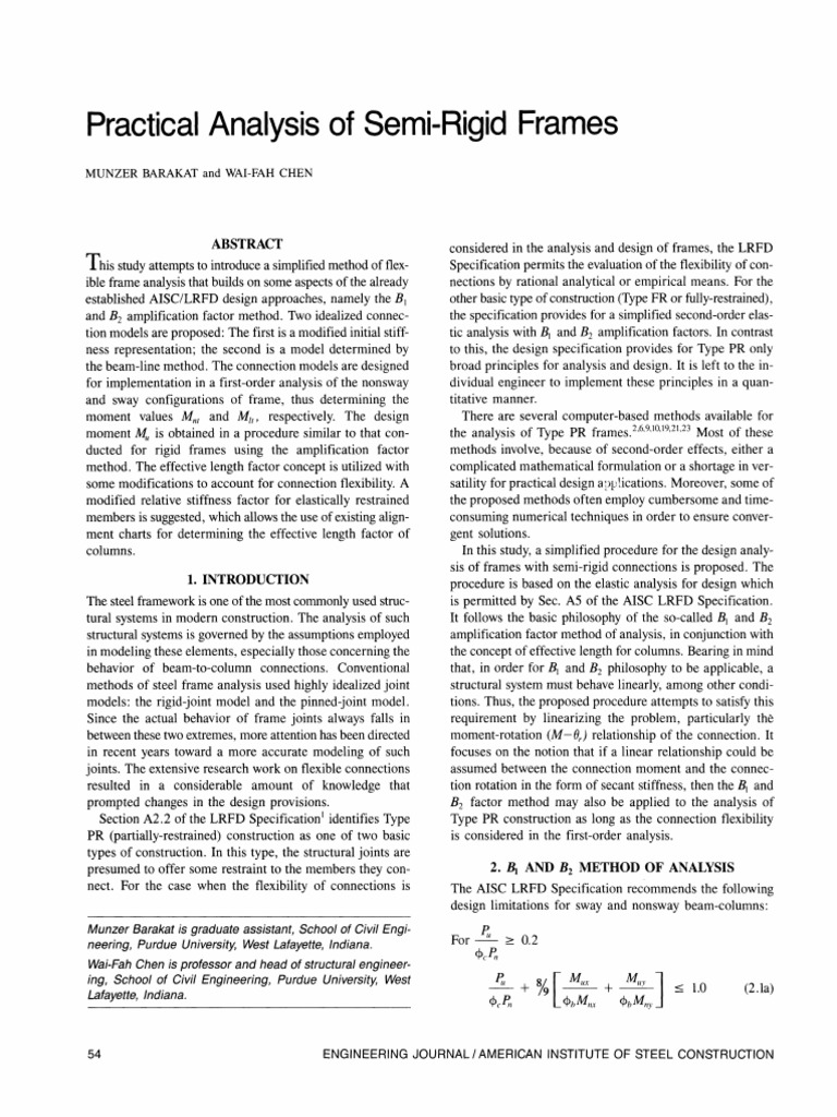Practical Analysis of Semi - Rigid Frames | PDF | Buckling | Beam ...