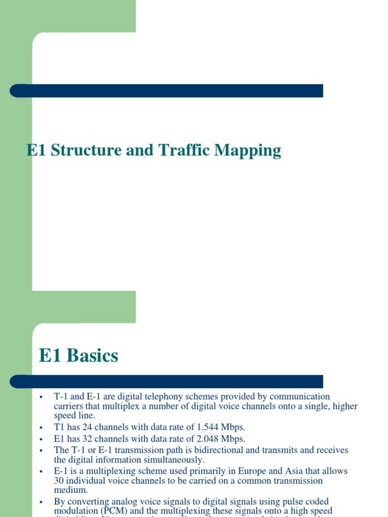 E1 Structure and Traffic Mapping | PDF | Multiplexing | Data Transmission