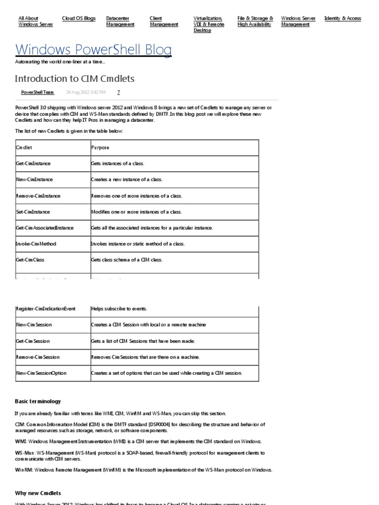 Introduction To CIM Cmdlets | PDF | Method (Computer Programming ...