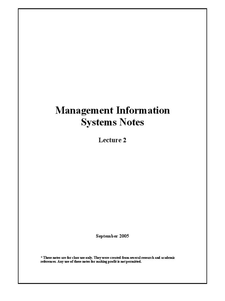 Management Information Systems Notes | PDF | System | Artificial ...