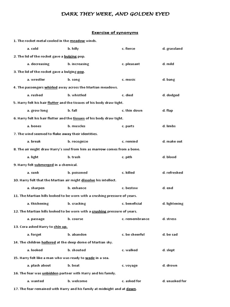 Dark They Were Golden Eyed | PDF | Mars | Science